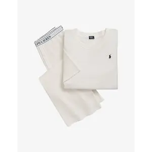 Polo Ralph Lauren Logo-embroidered Waffle-knit Cotton-blend Pyjama Set - Ecru