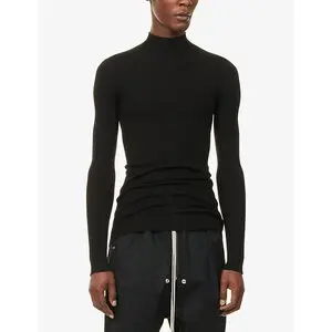Rick Owens Turtle-neck Ribbed Knit-wool Top