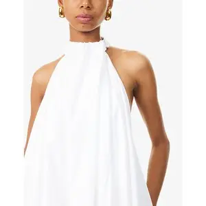 Alaïa Balloon High-neck Cotton Mini Dress - Blanc