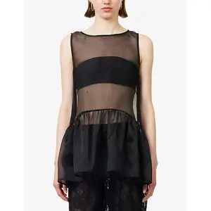 Dissh Sheer Silk Peplum Top