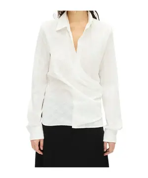 ANN DEMEULEMEESTER Alba Asymmetric Wrap Shirt - Natural White