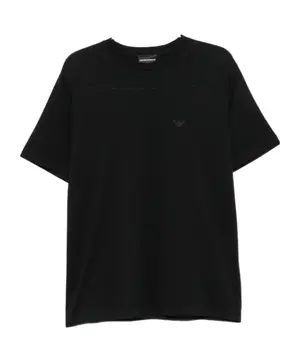 Emporio Armani Logo-embroidered T-shirt - Black