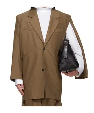 EGONLAB Curved Vent Long-sleeved Blazer - Brown