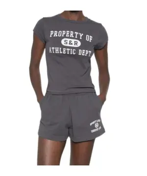 SPORTY  RICH Crew Neck Printed T-shirt - Grey