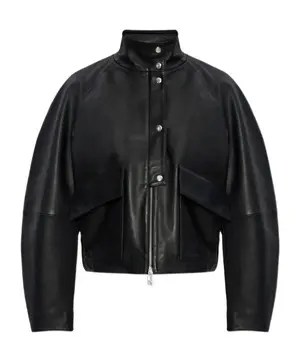 BY MALENE BIRGER High-neck Leather Jacket - Black