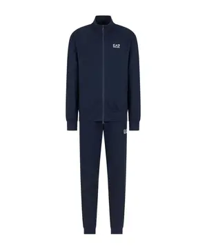 EA7 Logo Printed Zipped Track Suit - Blue