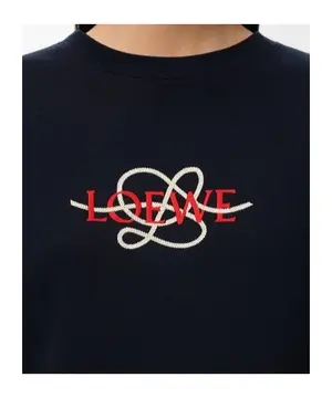 Loewe Logo Embroidered T-shirt - Black