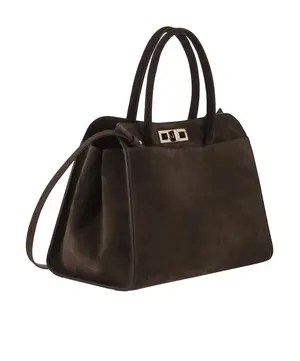 Fabiana Filippi Suede Leather Tote Bag With Clasp - Black