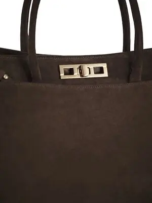 Fabiana Filippi Suede Leather Tote Bag With Clasp - Black