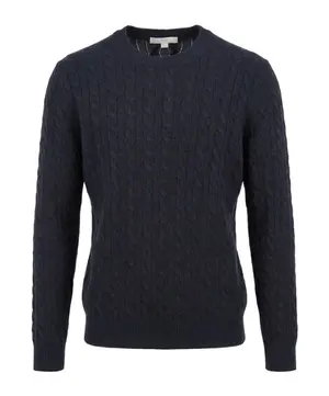 Malo Long-sleeved Cable Knit Sweater - Black