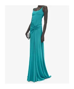 Alexander McQueen Gathered-detail Sleeveless Maxi Dress