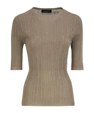 Fabiana Filippi Ribbed Lurex Knit Sweater With Three-quarter Sleeves - No