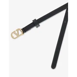 Valentino Garavani Vlogo Rhinestone-buckle Leather Belt