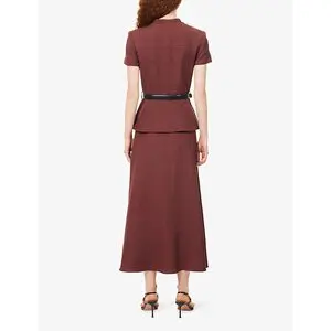 SELF-PORTRAIT Peplum Woven Midi Dress