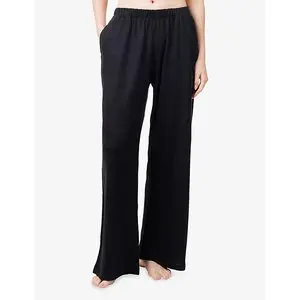 Eberjey High-waist Wide-leg Linen Trousers