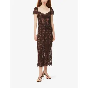 SELF-PORTRAIT Floral Lace Midi Dress