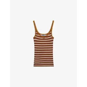 Prada Striped Brand-plaque Cotton Vest Top