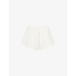 Victoria Beckham Embroidered Scallop Hem Shorts - White