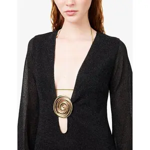Oseree Lumiere Spiral Metallic-knit Kaftan
