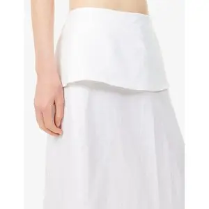 Dissh Yara Fold-over Linen Midi Skirt