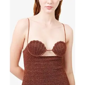 Oseree Lumiere Shell Metallic Knit Dress