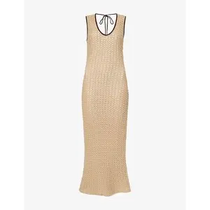 SIR. Ellinor Open-knit Cotton Maxi Dress - Light Beige