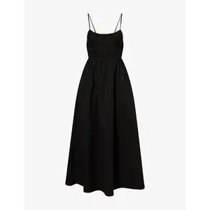 Dissh Zahara Ruched Cotton Midi Dress - Black