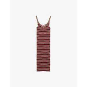 Prada Striped Brand-plaque Cotton Mini Dress