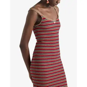 Prada Striped Brand-plaque Cotton Mini Dress