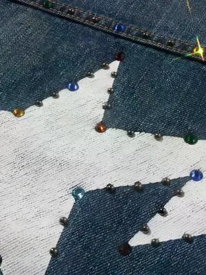 A BATHING APE Crystal Embellished Denim Jacket