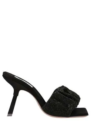 SEBASTIAN MILANO Cher Satin Mules With Sequin Embellishments - Black