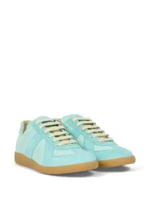 MAISON MARGIELA Replica Leather And Suede Lace-up Sneakers - Blue