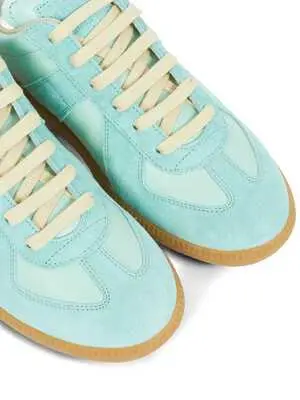 MAISON MARGIELA Replica Leather And Suede Lace-up Sneakers - Blue