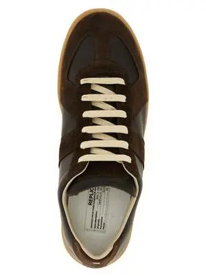 MAISON MARGIELA Replica Leather And Suede Lace-up Sneakers - Brown