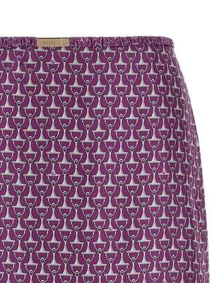 Gucci Morsetto" Print Silk Midi Skirt - Purple