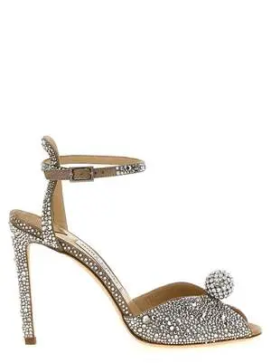 JIMMY CHOO Sacora Embellished Sandals - Silver