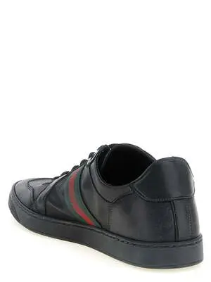 Gucci Incrocio Gg" Distressed Leather Lace-up Sneakers