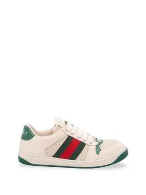 Gucci Screener" Two-tone Gg Fabric And Leather Sneakers - Multicolor