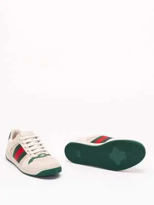 Gucci Screener" Two-tone Gg Fabric And Leather Sneakers - Multicolor
