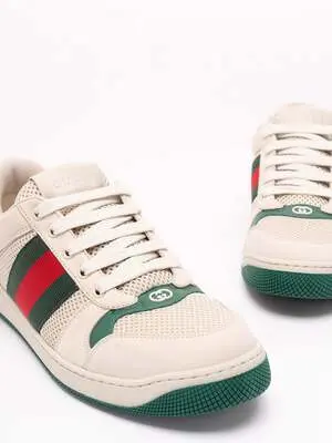 Gucci Screener" Two-tone Gg Fabric And Leather Sneakers - Multicolor