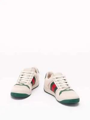 Gucci Screener" Two-tone Gg Fabric And Leather Sneakers - Multicolor