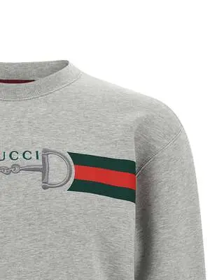 Gucci Web Ribbon And Horsebit Sweatshirt - Gray