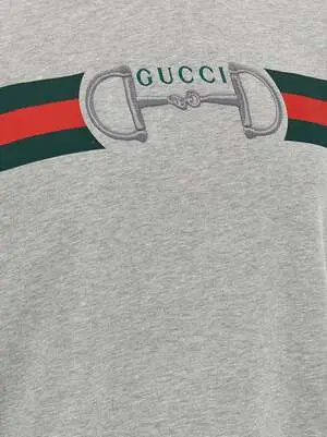 Gucci Web Ribbon And Horsebit Sweatshirt - Gray