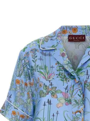 Gucci Floral Print Silk Twill Blouse