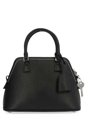 MAISON MARGIELA 5ac Mini Leather And Canvas Handbag - Black