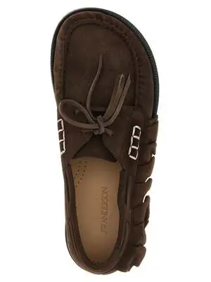 JW Anderson Suede Volant Boat Shoe - Brown