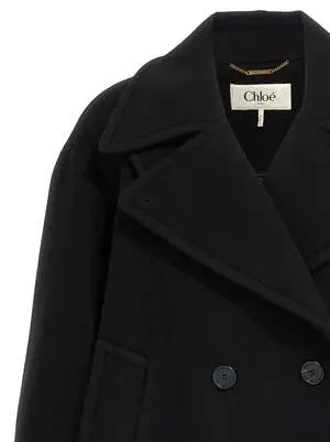 Chloé Double-breasted Wool Coat - Black