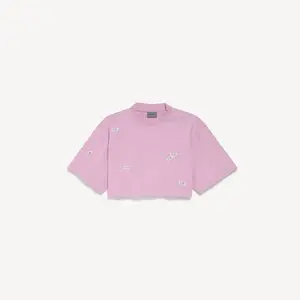 Balenciaga 520 Stickers Cropped T-shirt - Pink