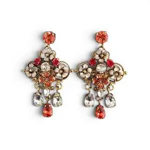 VSTYLE Floral Swarovski Chandelier Earrings - Gold