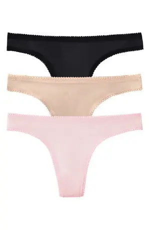 ON GOSSAMER 3-pack Mesh Thongs - Blk/chp/pny